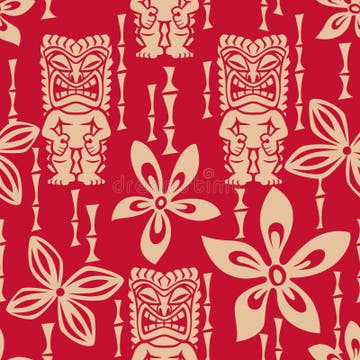 Seamless Tiki Tapa Pattern stock vector. Illustration of tiki - 7037411