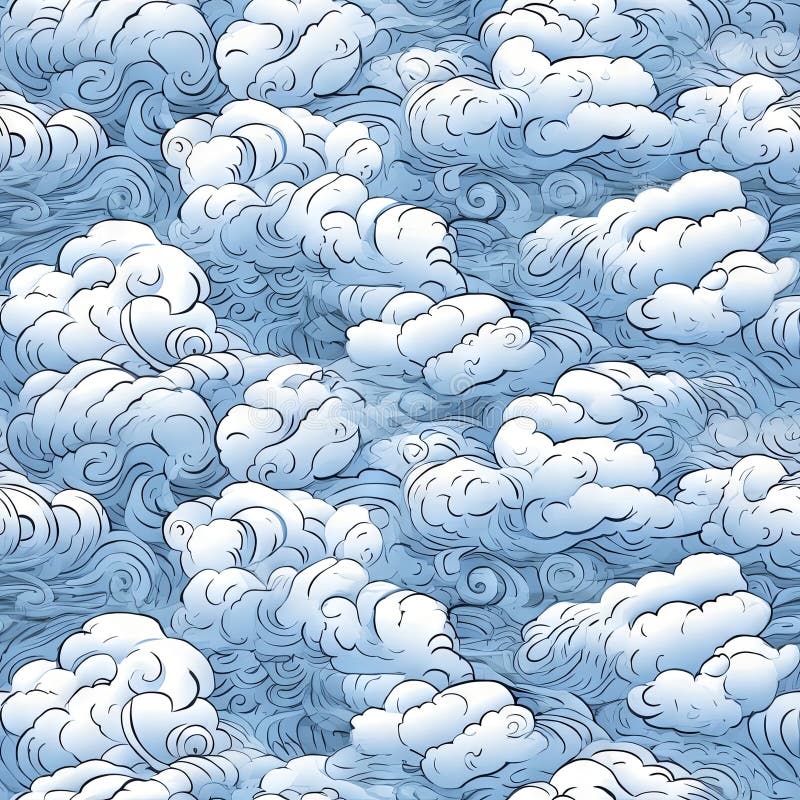Seamless Tile Cloud Pattern Illustration. Stock Illustration ...