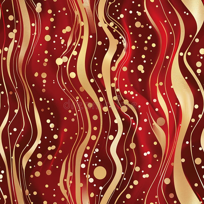 Fluid Style Red and Gold Seamless Tile Stock Illustration ...