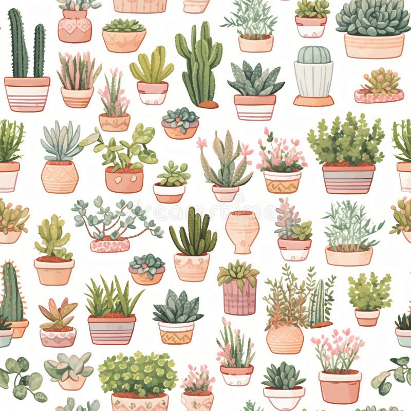 Seamless Tile Floral Pattern Background Design, Flowers Cactus Leaf ...