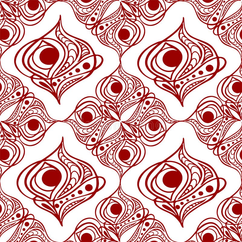 Seamless Tile Pattern of Abstract Geometric Red Elements on White ...