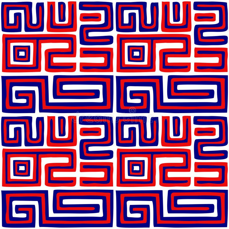 Handdrawn Color Meander Ornamental Seamless Pattern Tile Stock ...