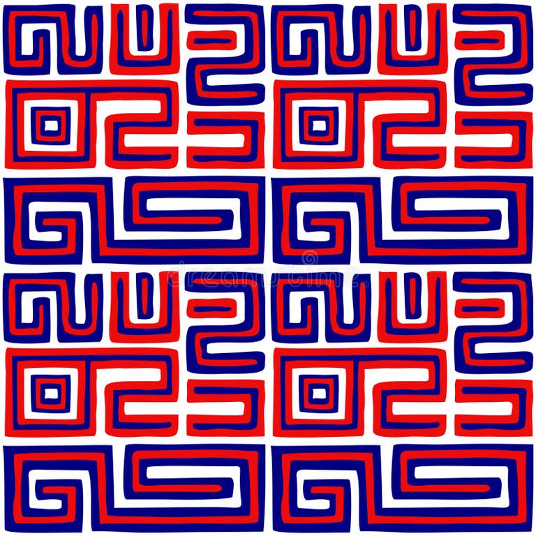 Handdrawn Color Meander Ornamental Seamless Pattern Tile Stock ...