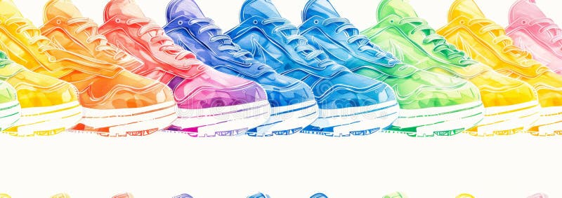 A Seamless Tile Pattern Featuring Rows of Colorful, Retro Sneakers ...