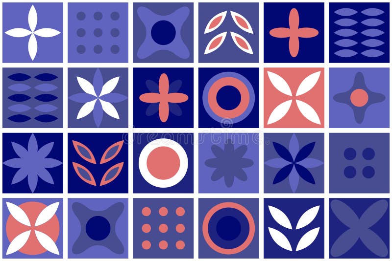 Seamless Tile Pattern with Geometric Symmetrical Pattern. Blue Tiles ...