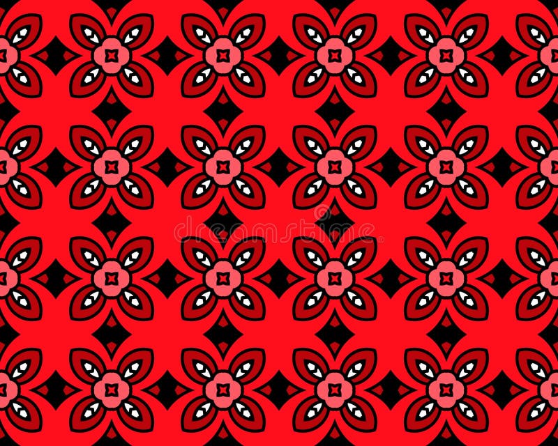 Seamless Tile Pattern Illustration with Floral Signs Stock Illustration ...