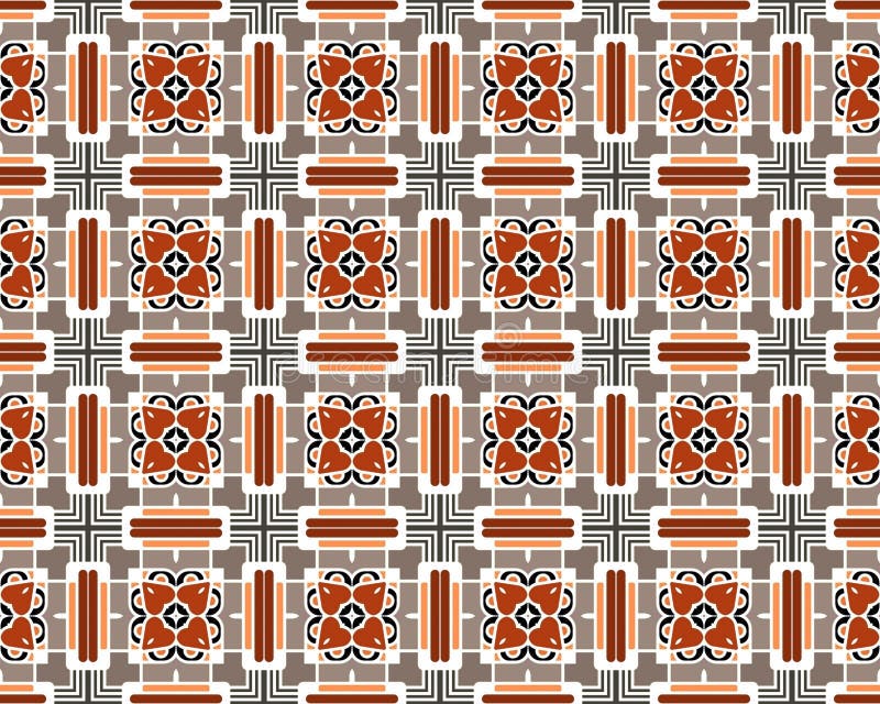 Seamless Tile Pattern Illustration with Floral Signs Stock Illustration ...