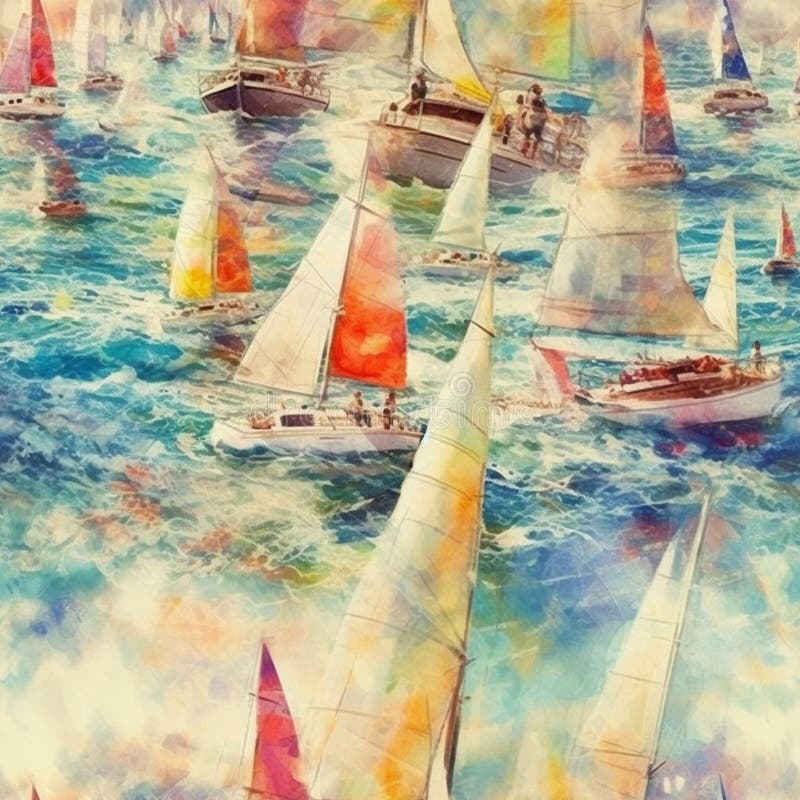 Tile Seamless of Sail Boat Theme Abstract Background - Generative AI ...