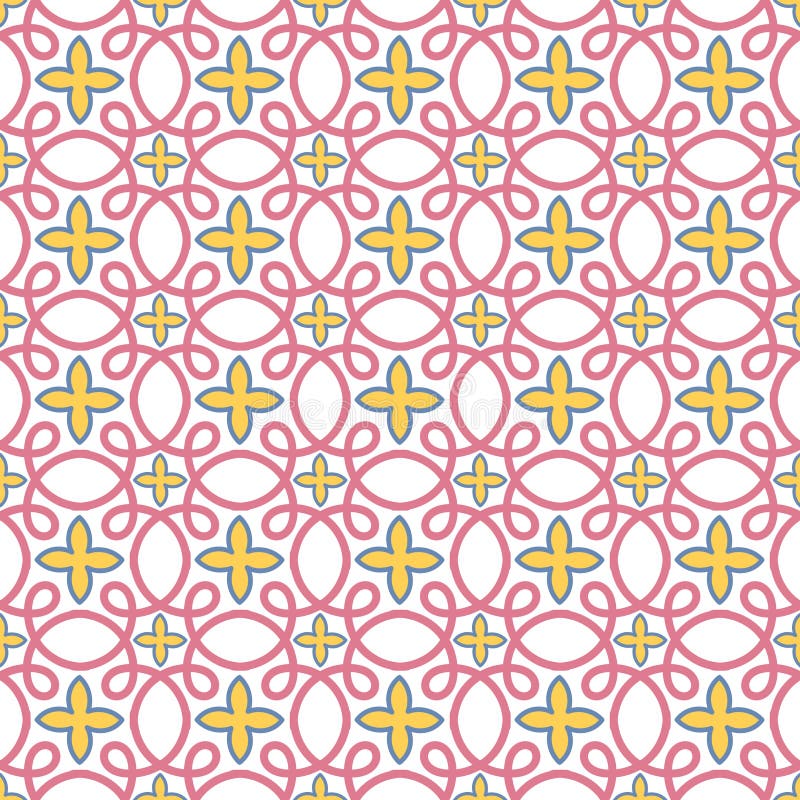 Seamless Tile Stars Swirls Pattern Stock Illustration - Illustration of ...