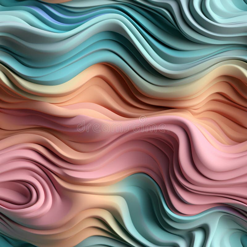 Seamless Tile of Wavy Pastel Abstract Background - Generative AI Stock ...