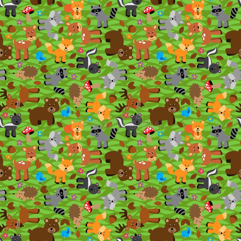 Seamless, Tileable Forest Animals Vector Background Stock Vector ...