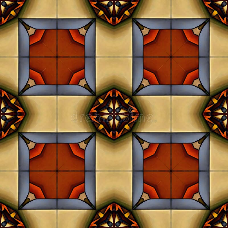 Seamless Tileable Pattern with Symmetrical Pattern in Stained-glass ...