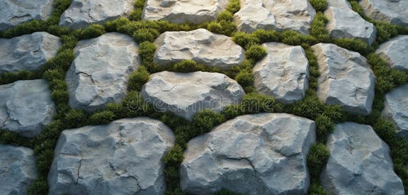 Seamless Tileable Stone Path Texture with Grass Growing between Rocks ...