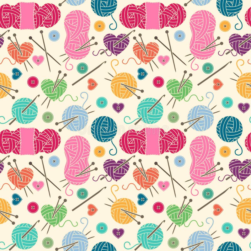 Seamless Yarn Balls Background Pattern Stock Illustration ...