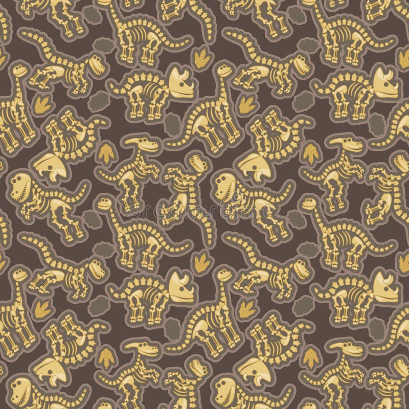 Seamless, Tileable Vector Pattern with Dinosaur Bones Stock Vector ...