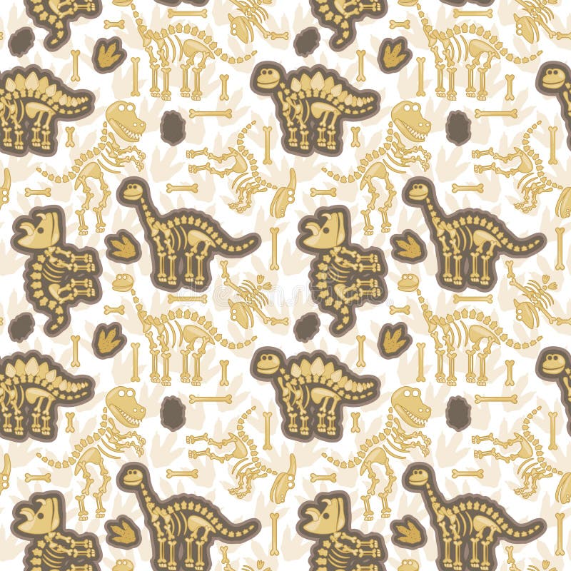 Seamless, Tileable Vector Pattern with Dinosaur Bones Stock Vector ...