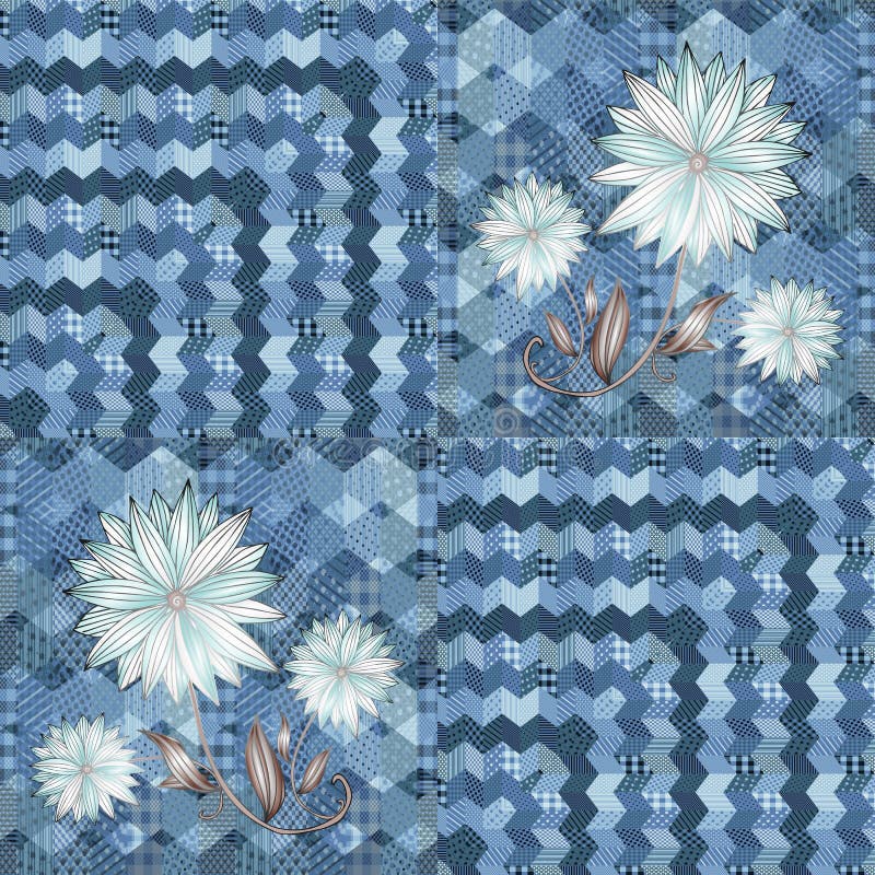 Seamless Patchwork Pattern with Flowers Stock Vector - Illustration of ...