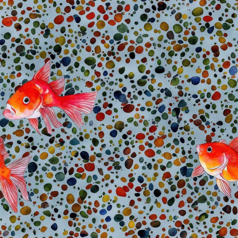 Seamless Tiling Pattern, Orange and Red Goldfish Stock Illustration ...