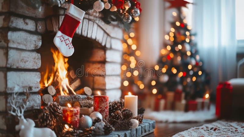 Seamless Time Lapse Animation of a Christmas Themed Fireplace with ...