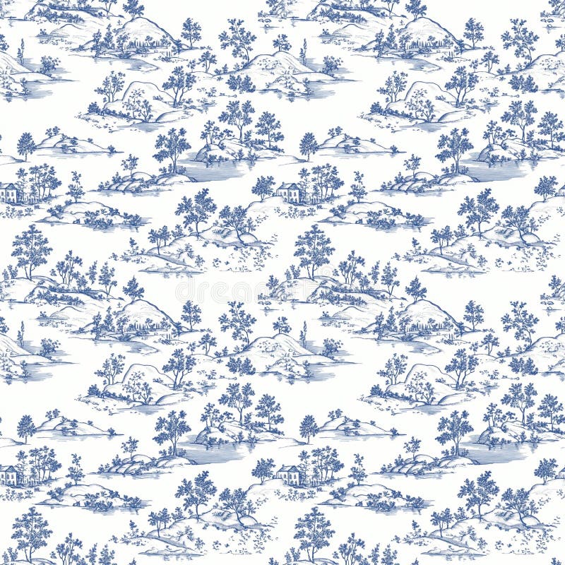 Seamless Toile De Jouy Blue White Pattern Stock Photos - Free & Royalty-Free Stock Photos from ...