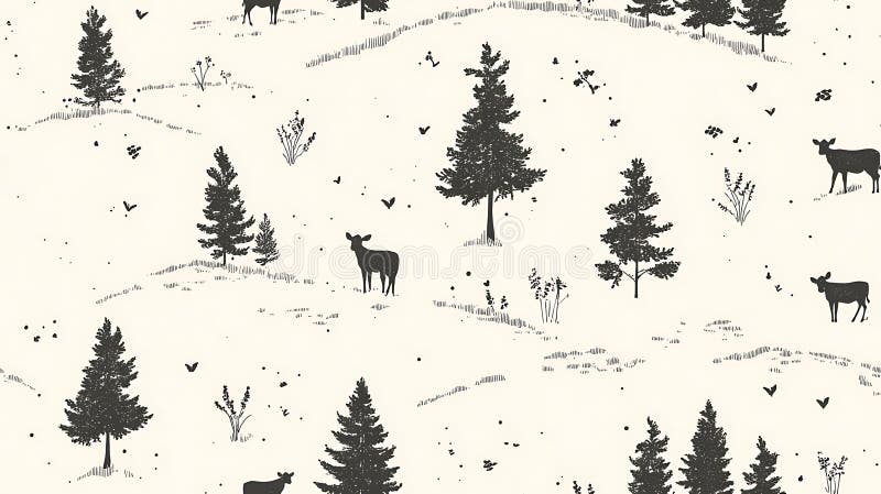 Seamless Toile Pattern Featuring Hand-drawn Classical Figures Under ...