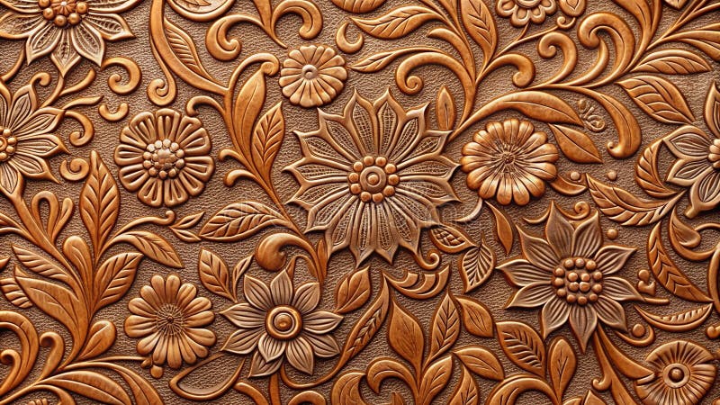 Seamless Tooled Embossed Leather Texture Repeat with Flower and Leaf ...
