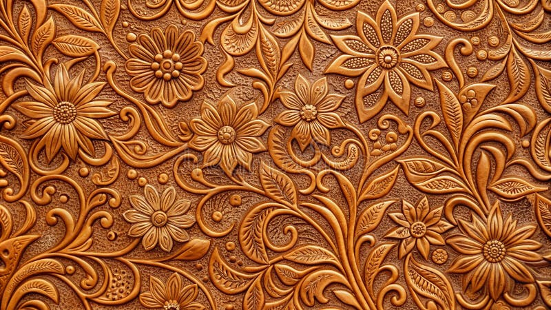 Seamless Tooled Embossed Leather Texture Repeat with Flower and Leaf ...