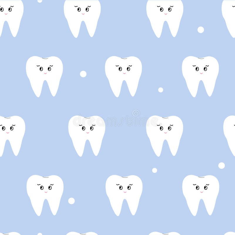 Seamless Tooth Pattern on a Blue Background Stock Vector - Illustration ...