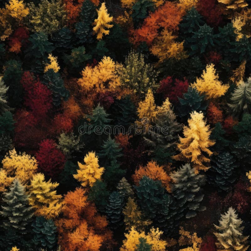Seamless. Top View of the Autumn Forest Stock Image - Image of forest ...