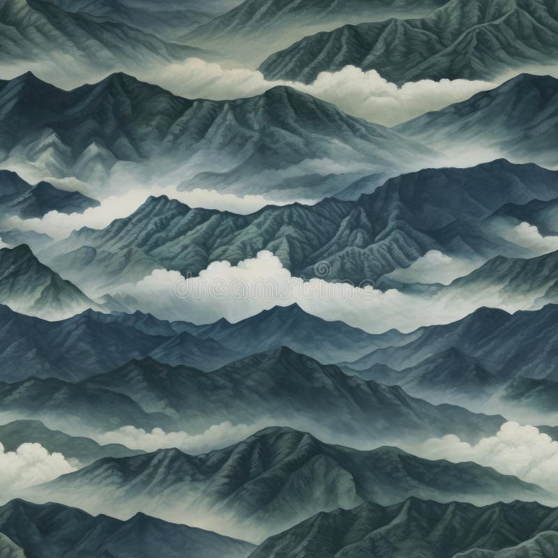 Seamless, Top View of Mountain Ranges Stock Illustration - Illustration ...