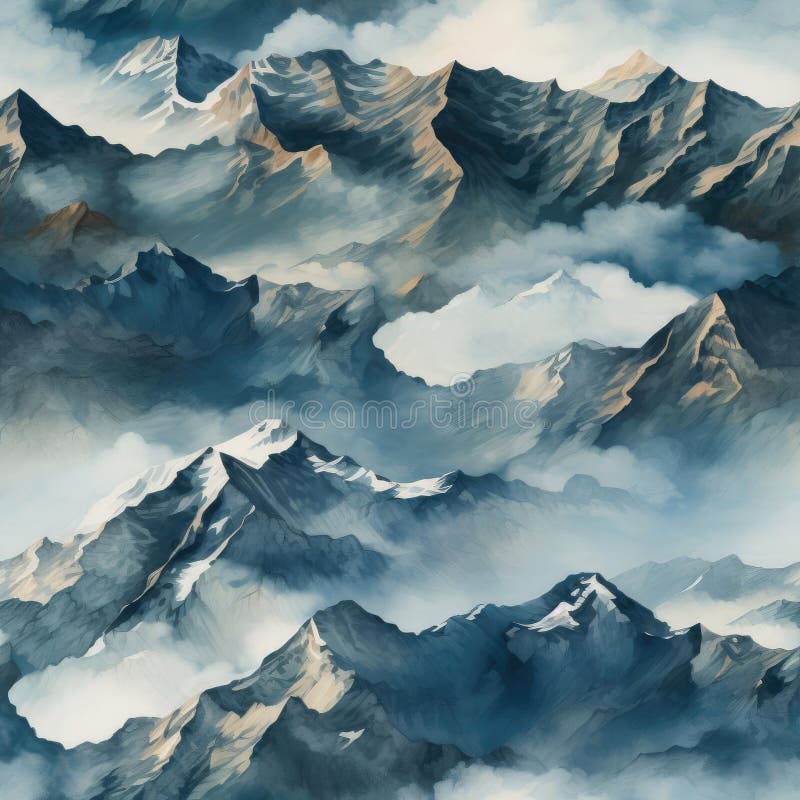 Seamless, Top View of Mountain Ranges Stock Image - Image of banner ...