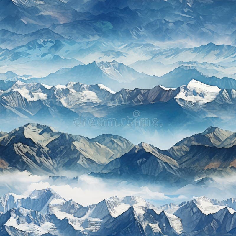 Seamless, Top View of Mountain Ranges Stock Illustration - Illustration ...