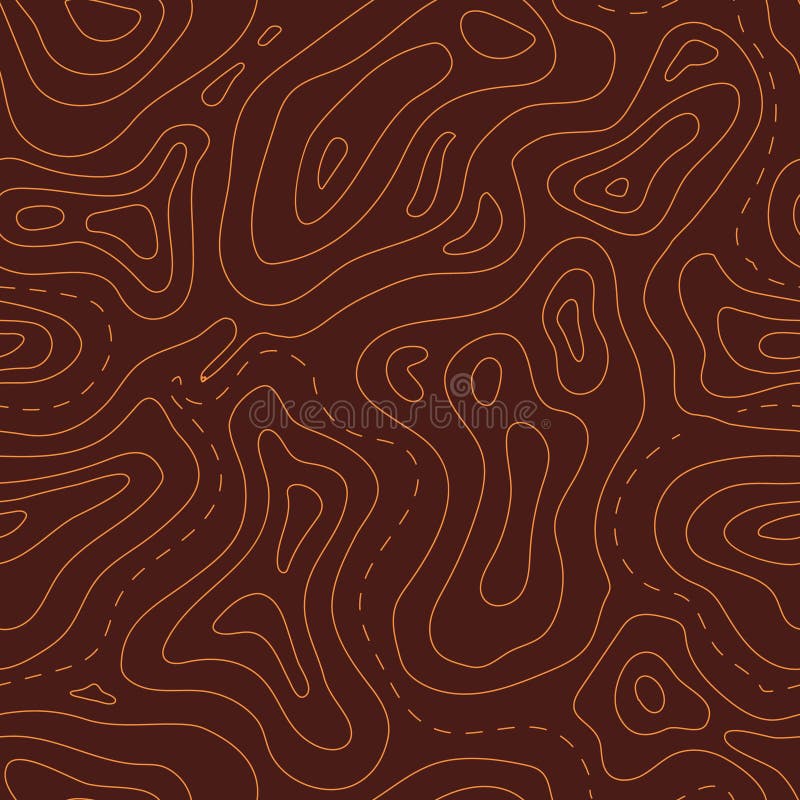 Seamless Topographic Map Pattern Design in Brown Colors Stock Vector ...