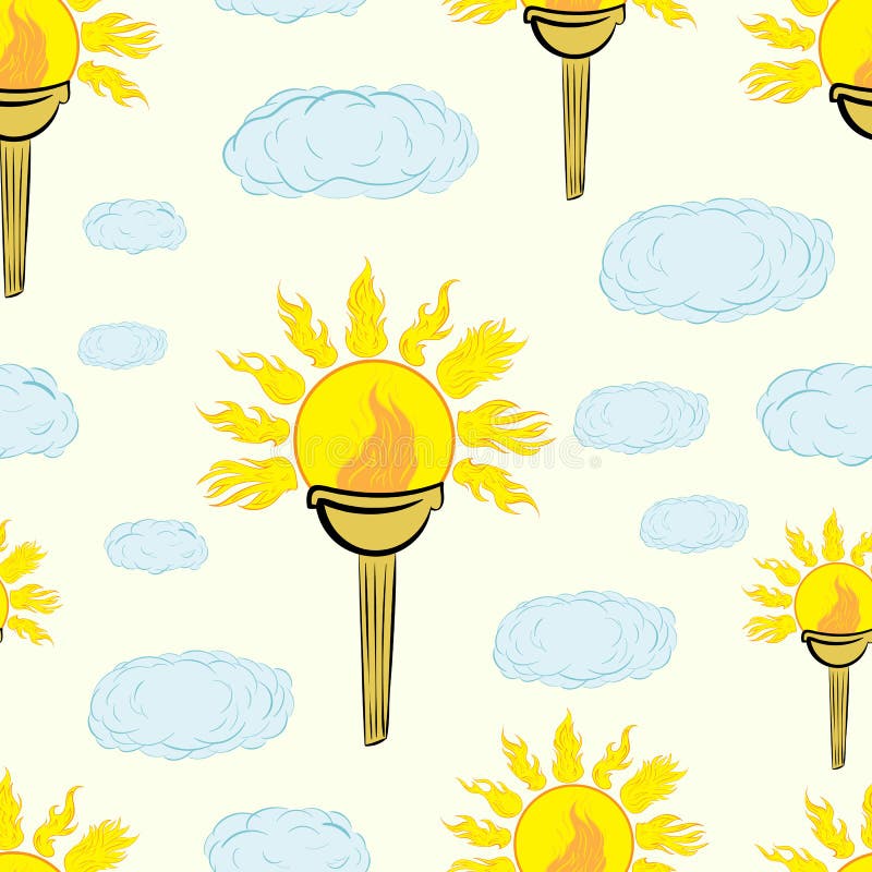 Seamless a Torch with the Sun Stock Vector - Illustration of element ...