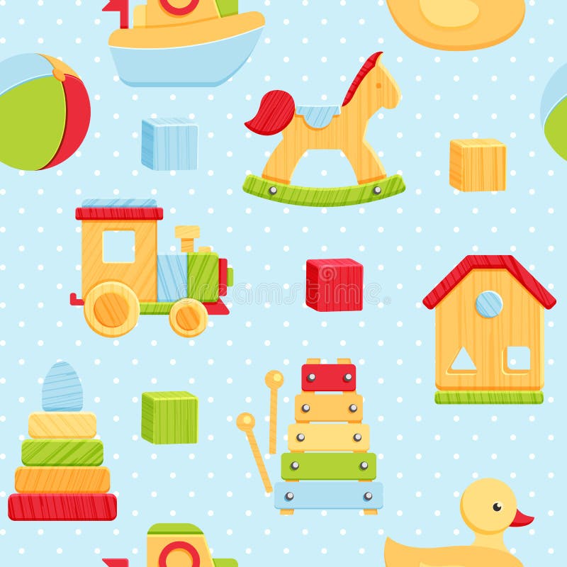 Seamless toys pattern stock vector. Illustration of arrival - 98243085
