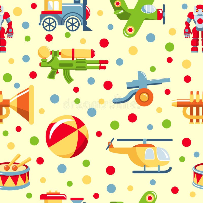 Seamless toys pattern stock vector. Illustration of flat - 63349908