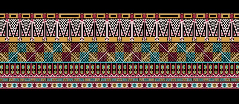 Seamless Traditional Asian Border Design Ethnic Print Fabric Pattern