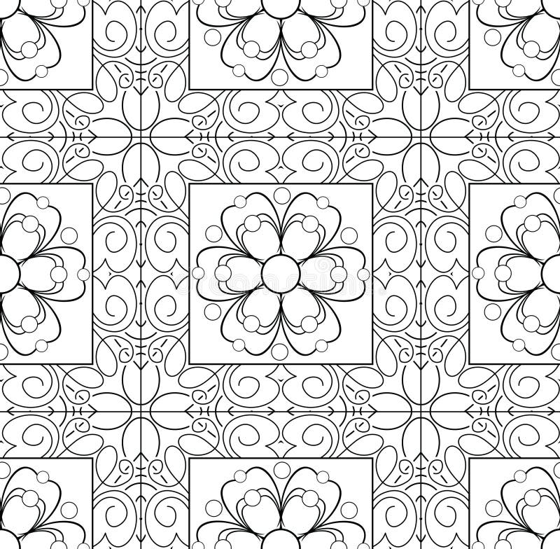 Seamless Traditional Indian Black and White Pattern Stock Vector ...