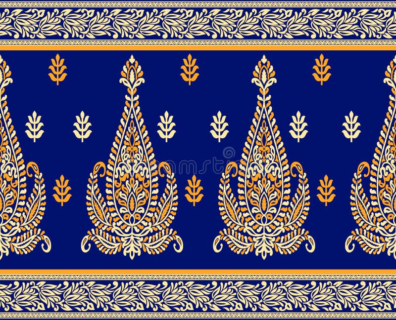 Seamless Traditional Indian Textile Border Design Stock Illustration ...