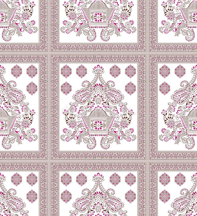 Seamless Traditional Indian Textile Fabric Pattern Stock Illustration ...
