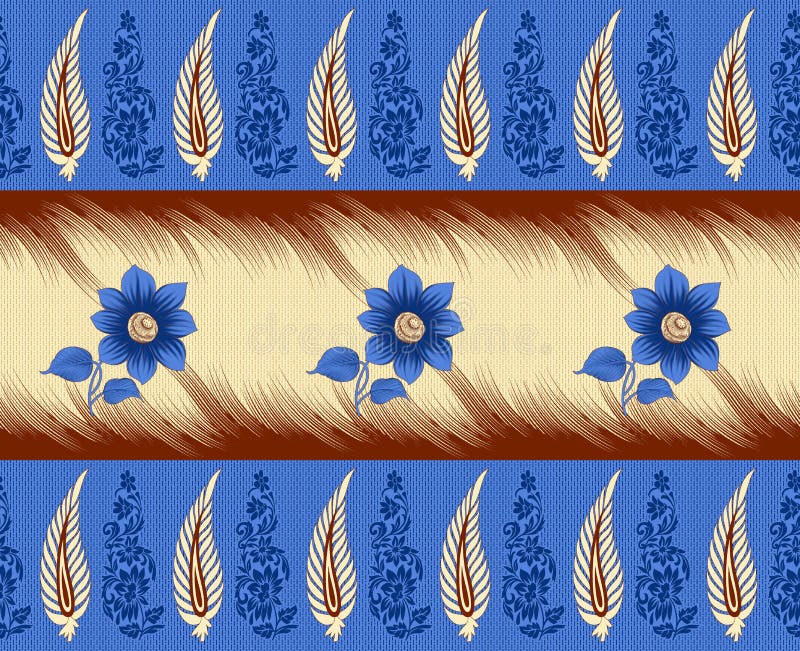 Seamless Traditional Indian Textile Flower Border Stock Illustration ...