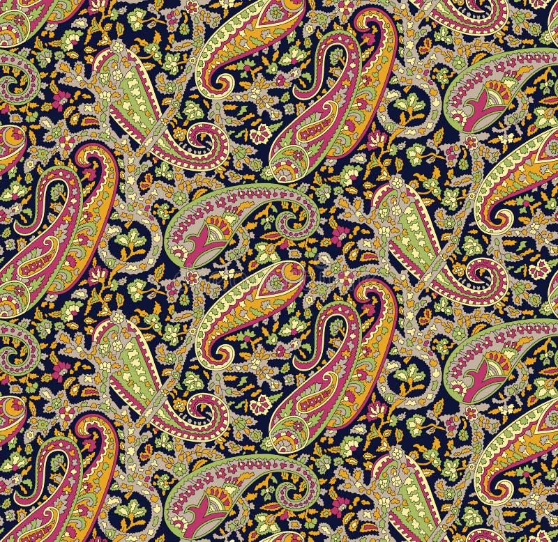 Seamless Traditional Paisley Floral Background Stock Illustration ...