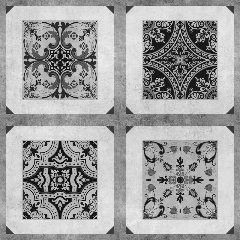 Seamless Vintage Grey Tiled Wall and Floor with Unique Mixed Design ...