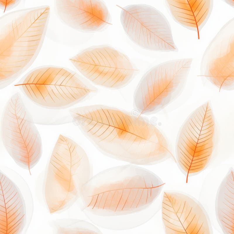 Seamless Translucent Texture of Orange Foliage Skeleton on White ...