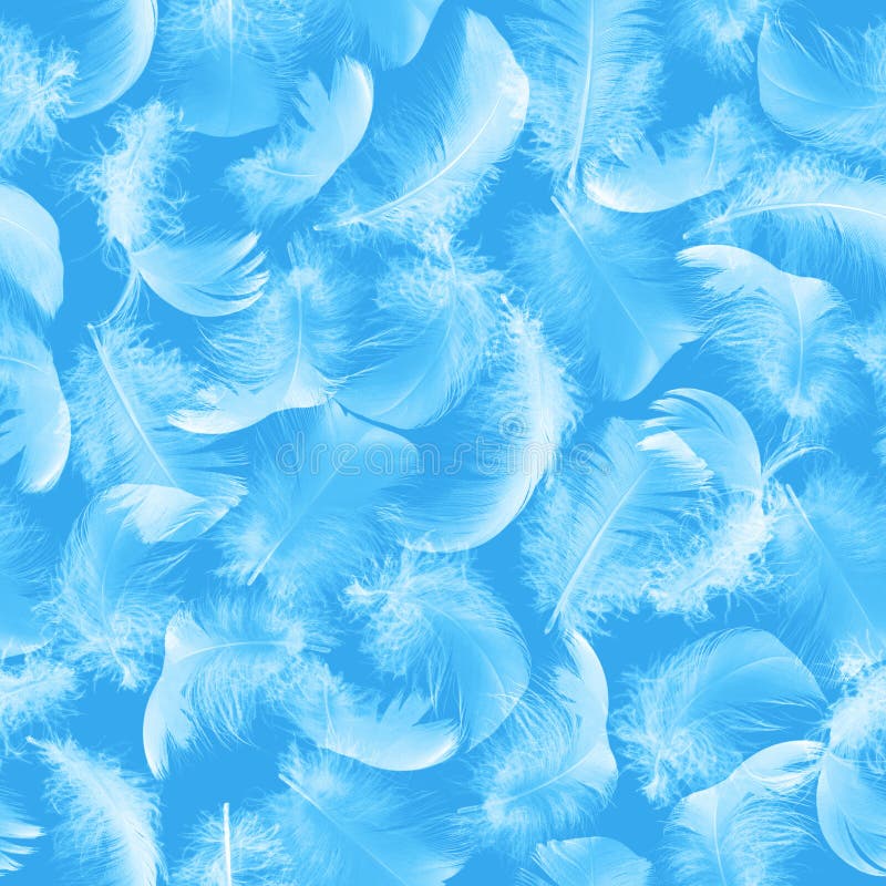 Seamless Transparent Feathers on Blue Stock Illustration - Illustration ...
