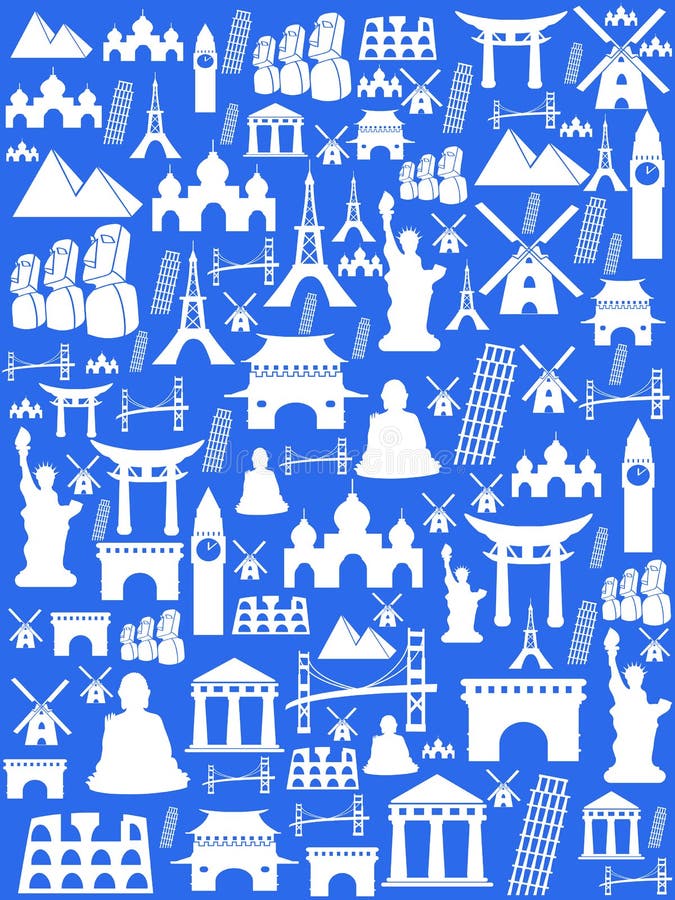 Seamless Travel Monuments Famous Places Background Stock Vector ...