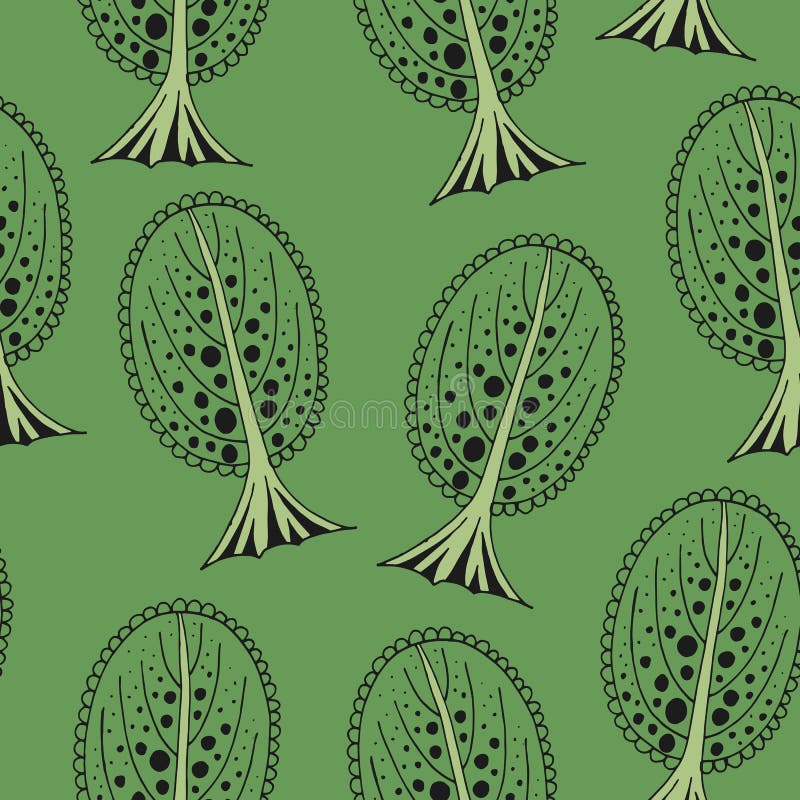Seamless Tree Pattern on Green Stock Illustration - Illustration of ...