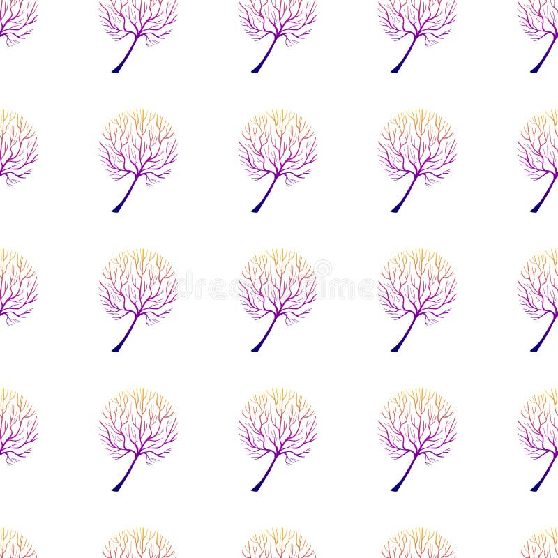 Trees Pattern Gradient Hand Drawn-03 Stock Vector - Illustration of ...