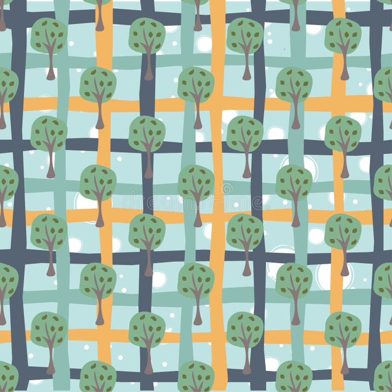 Seamless Tree Pattern stock illustration. Illustration of paintbrush ...