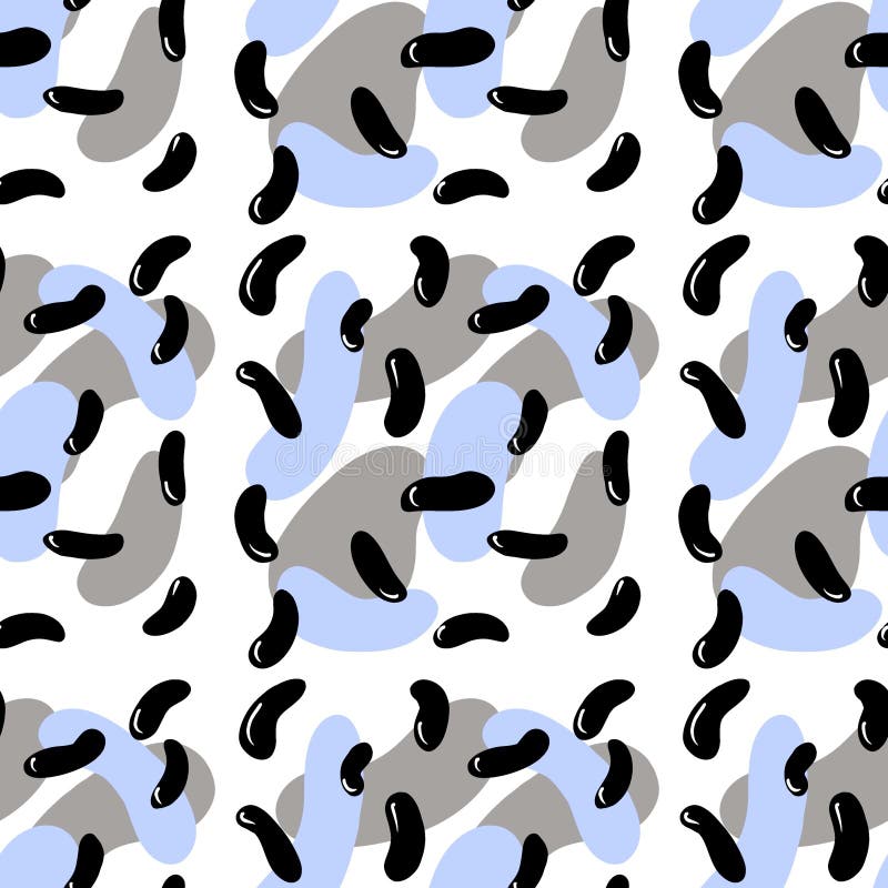 Seamless Trend Abstract Pattern with Black, Blue and Grey Objects on ...